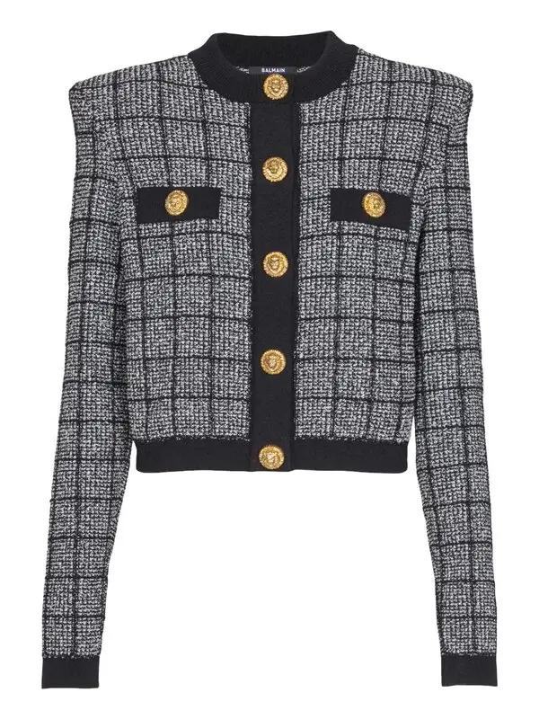 Balmain Tweed Cardigan - Black
