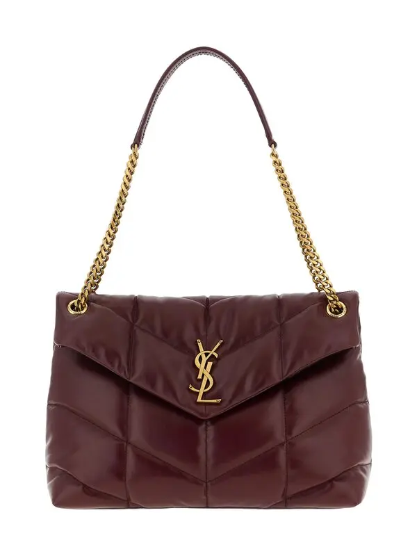Saint Laurent Puffer Shoulder Bag - Bordeaux