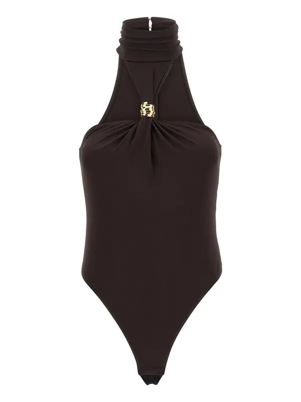 Elisabetta Franchi Jewel Detail Bodysuit - Brown
