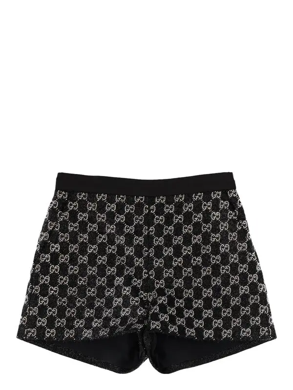 Gucci Gg Embroidered Crystal Shorts - Black