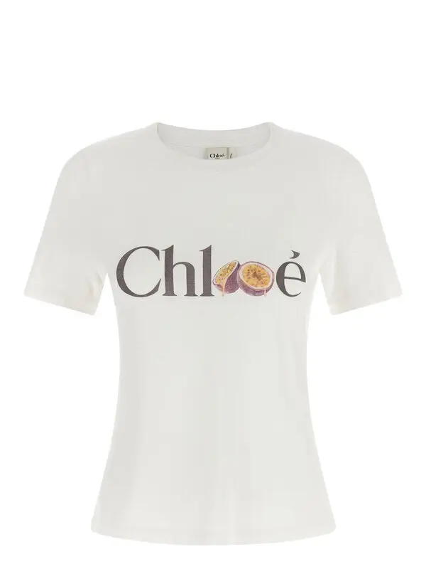 Chloé Printed Cotton T-shirt - White