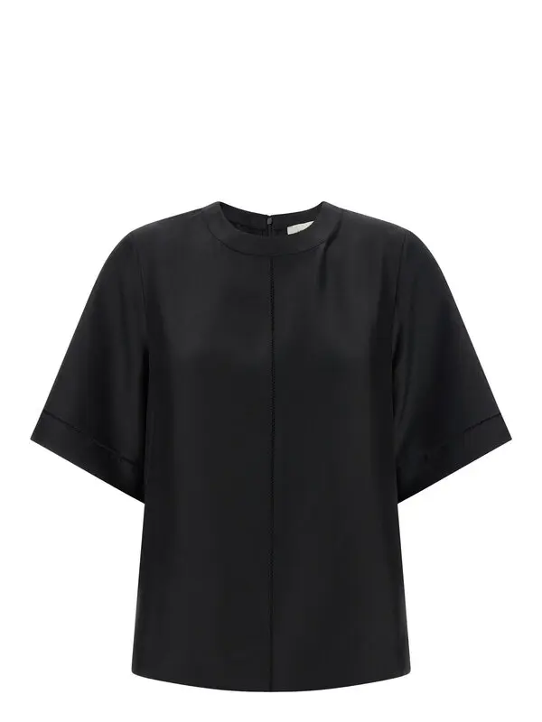 Loulou De Saison Silk Twill Havana Top - Black