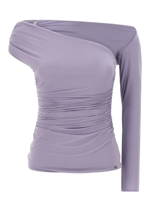 Elisabetta Franchi Asymmetrical Neckline Top - Purple