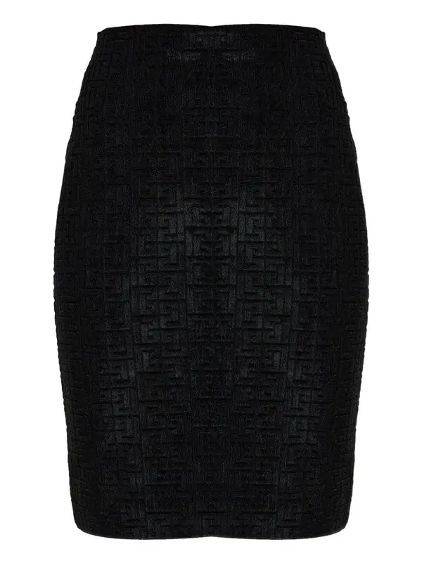 Balmain Monogram Midi Skirt - Black
