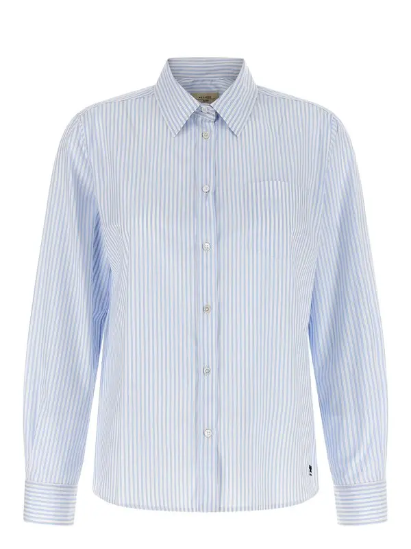 Max Mara Striped Cotton Poplin Shirt - Light Blue