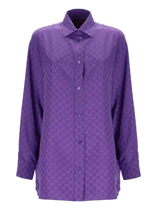 Gucci Shirt With Gg Weave - Purple