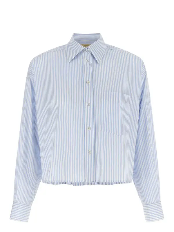 Max Mara Striped Cotton Poplin Shirt - Light Blue