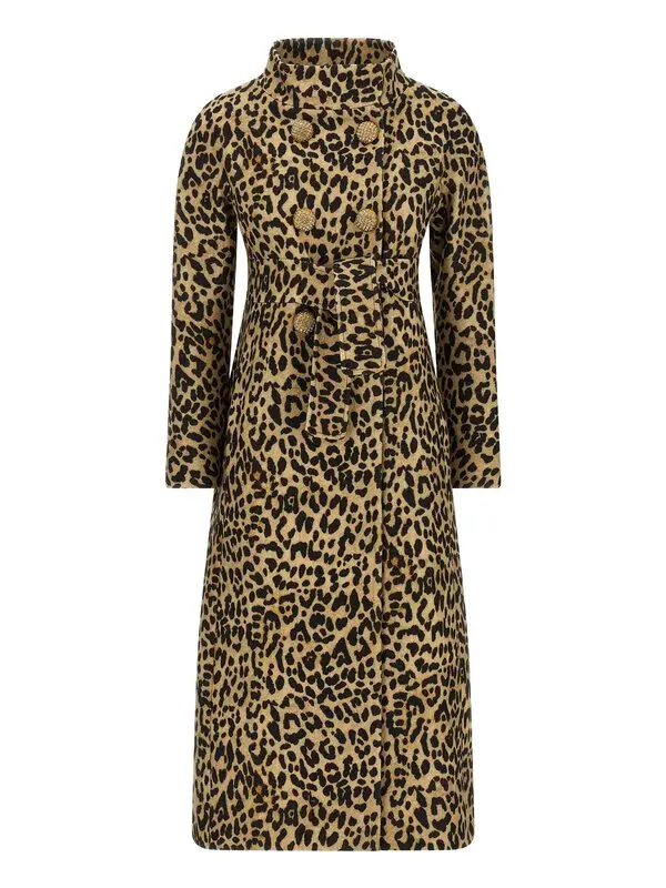 Valentino Garavani Animal Print Cloth Coat - Brown