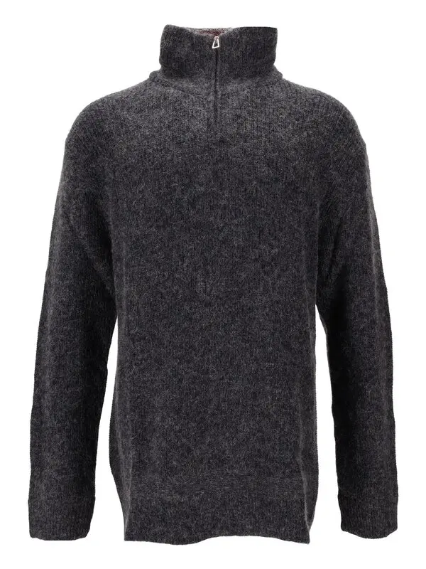 Paul Smith Sweater With Zip Neck - Black Melange