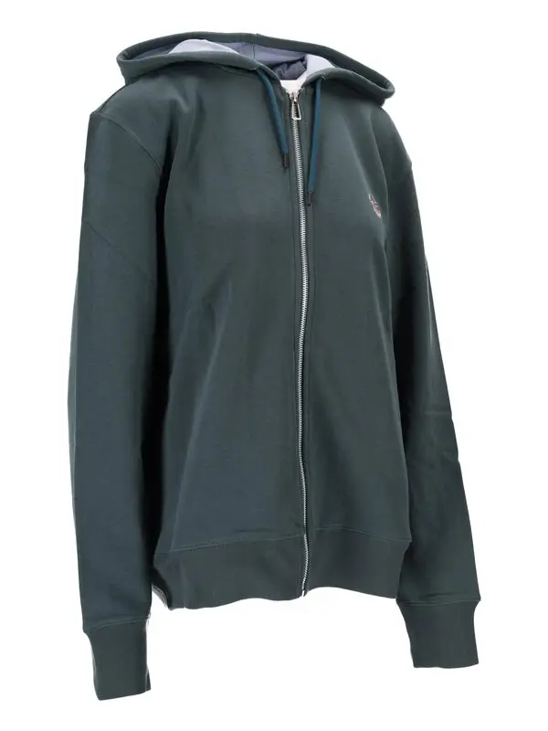 Paul Smith Regular Fit Zip Up Hoodie With Zebra Detail - Petrol Green