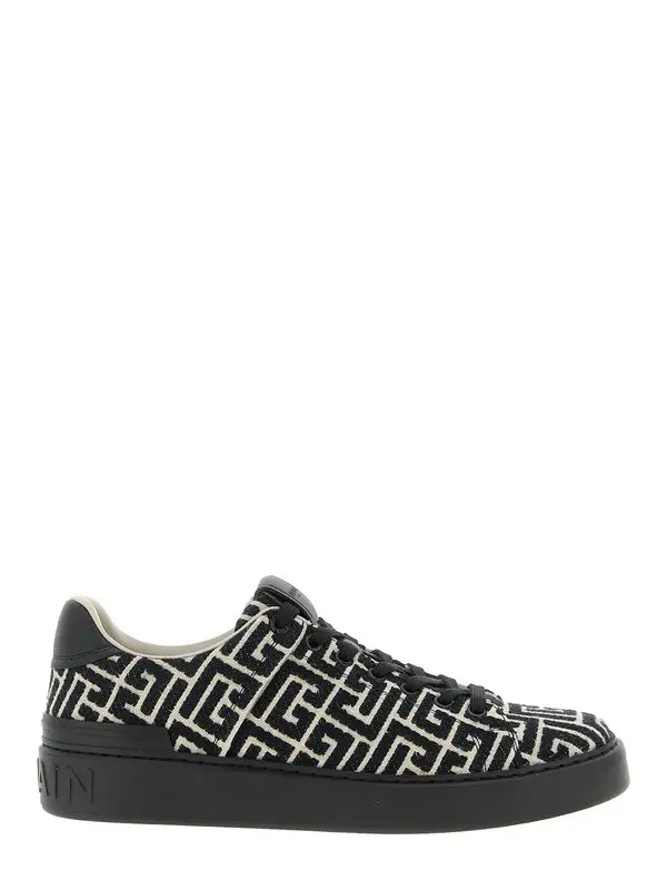 Balmain B-court Monogram Jacquard Sneakers - Black