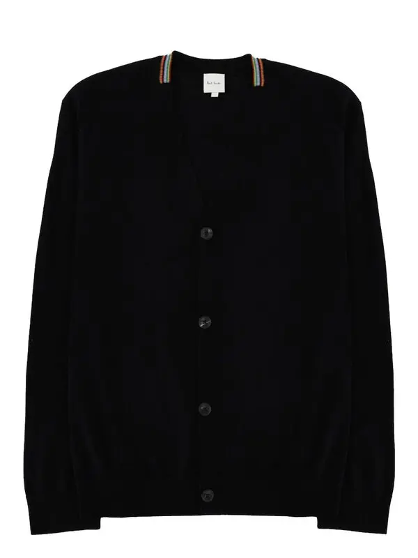 Paul Smith Signature Stripe Merino Wool Cardigan - Black