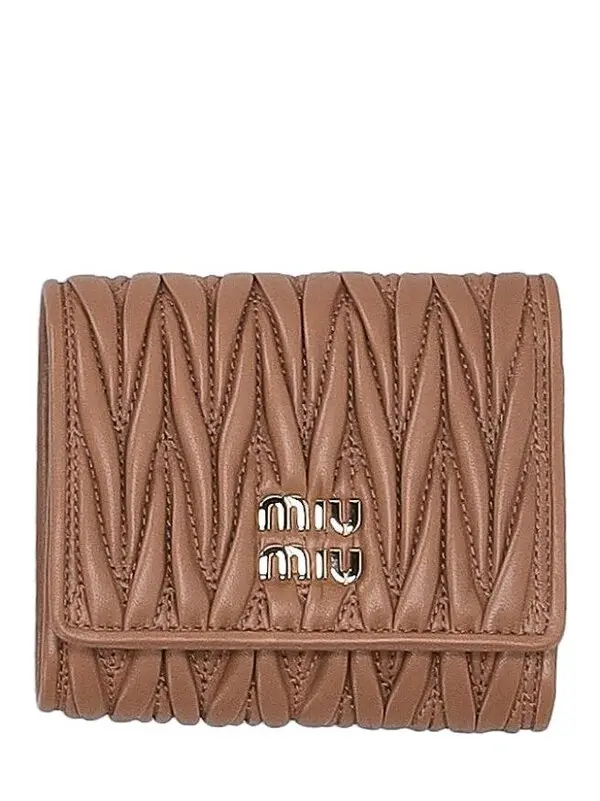 Miu Miu Matelassé Wallet - Caramel