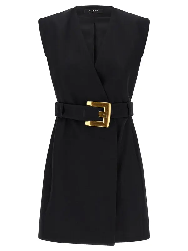 Balmain Mini Wrap Dress - Black