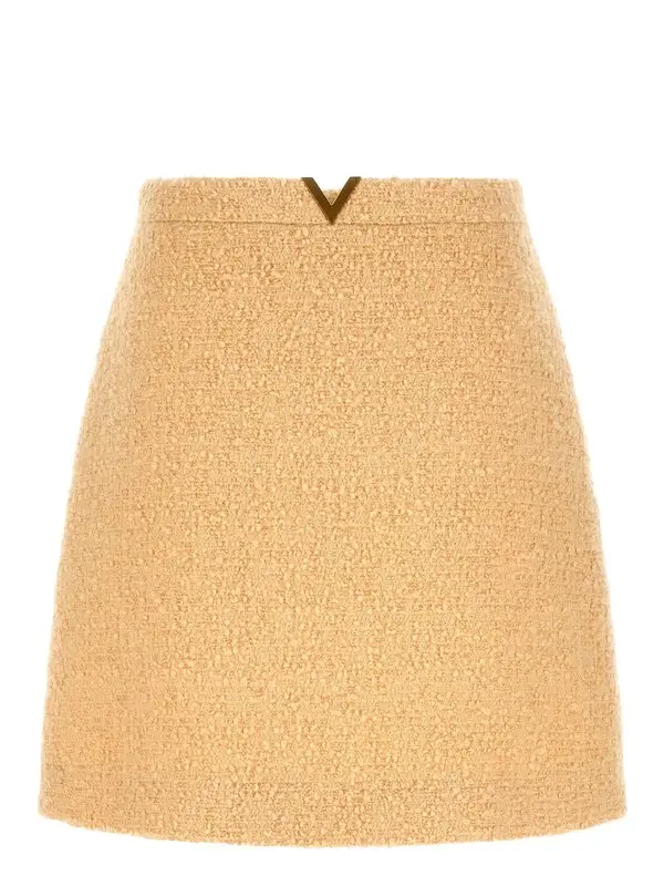 Valentino Garavani V Gold Mini Skirt - Beige