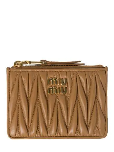 Miu Miu Matelasse Card Holder - Caramel