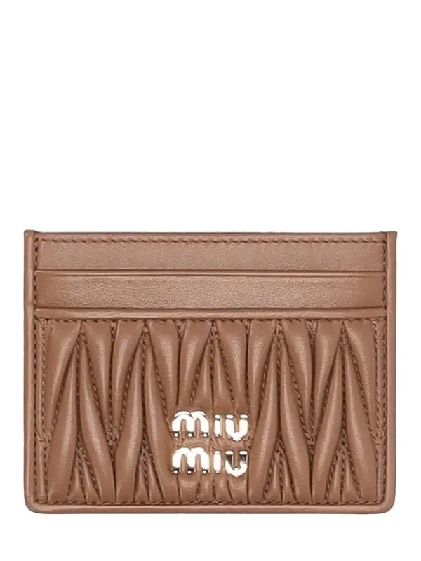 Miu Miu Matelasse Card Holder - Caramel