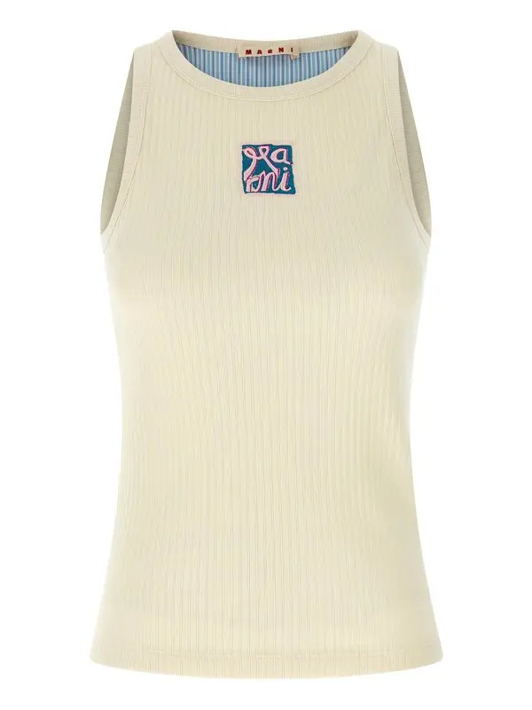Marni Logo Patch Tank Top - Beige