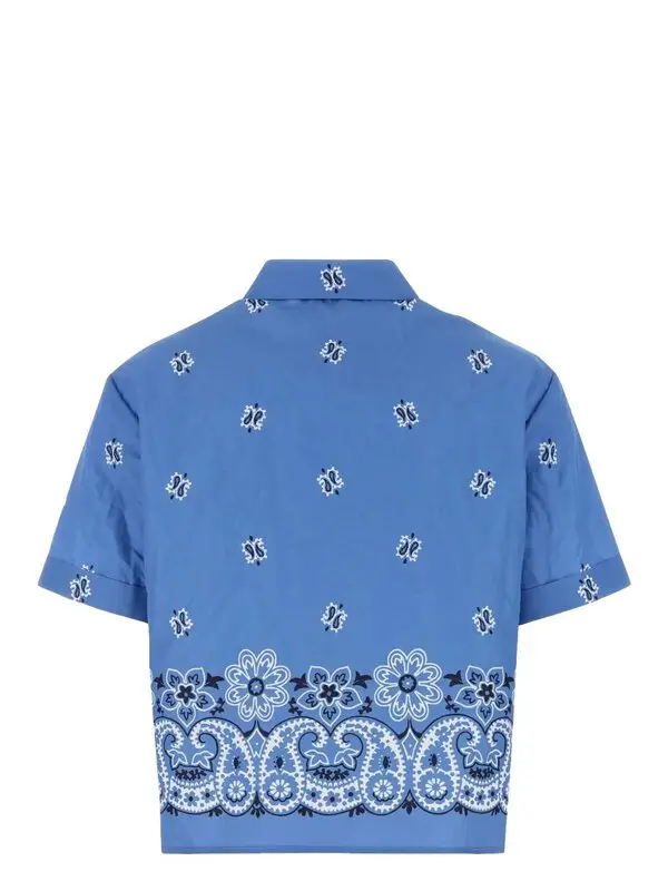 Miu Miu Paisley Print Poplin Shirt - Azzurro+bianco