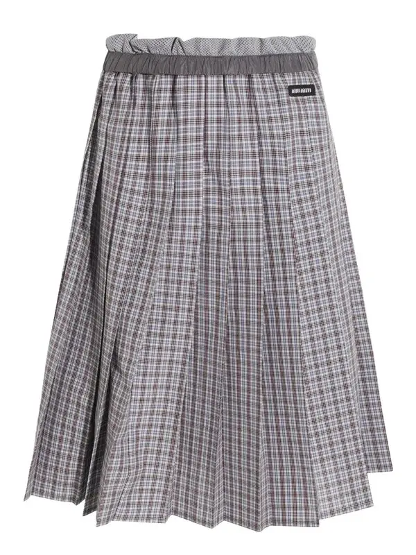Miu Miu Check Pattern Skirt - Avio+bordeaux