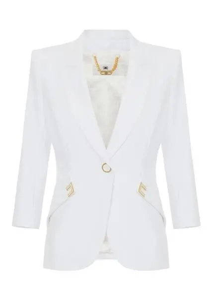 Elisabetta Franchi Double Layer Stretch Crêpe Jacket - Ivory