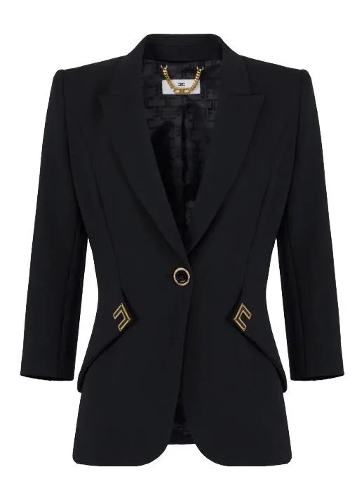 Elisabetta Franchi Double Layer Stretch Crêpe Jacket - Black
