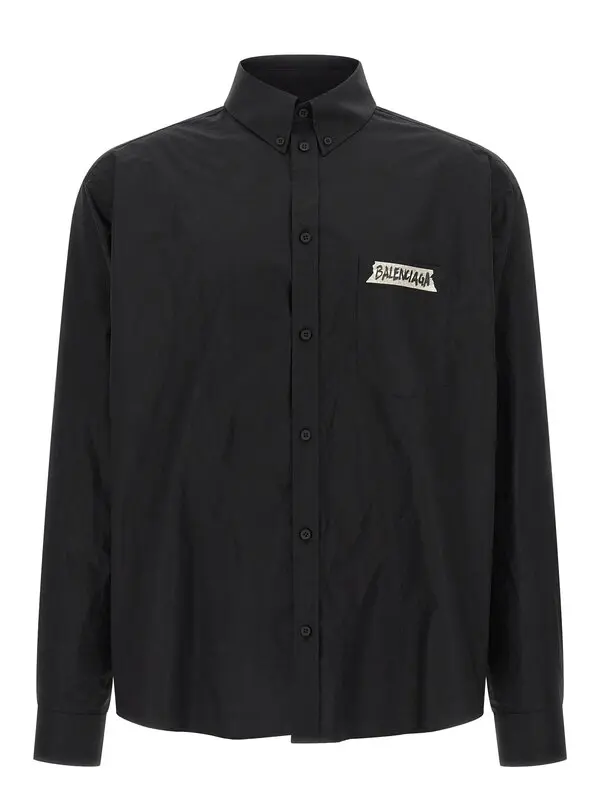 Balenciaga Masking Tape' Shirt - Black
