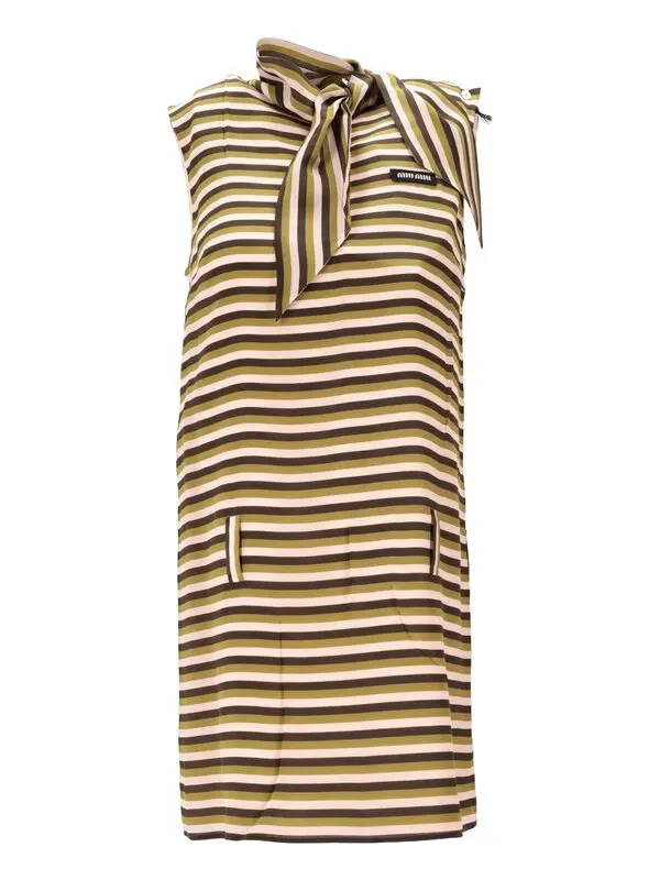 Miu Miu Striped Dress - Ebano+felce