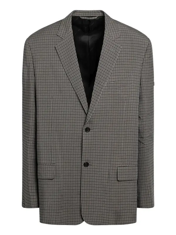 Balenciaga Single-breasted Gingham Lyocell Jacket - Green