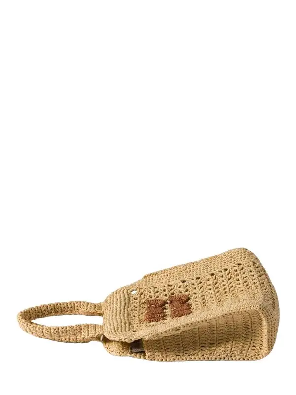 Miu Miu Crochet Tote - Naturale+cognac
