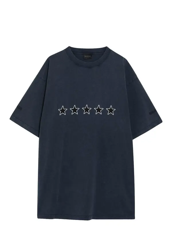Balenciaga Washed Navy Oversized T Shirt - Blue