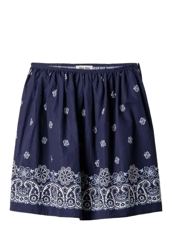 Miu Miu Poplin Skirt - Blu+bianco