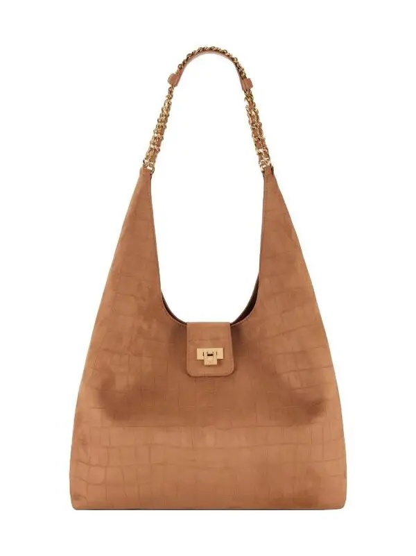 Elisabetta Franchi Suede Hobo Bag - Leather Brown