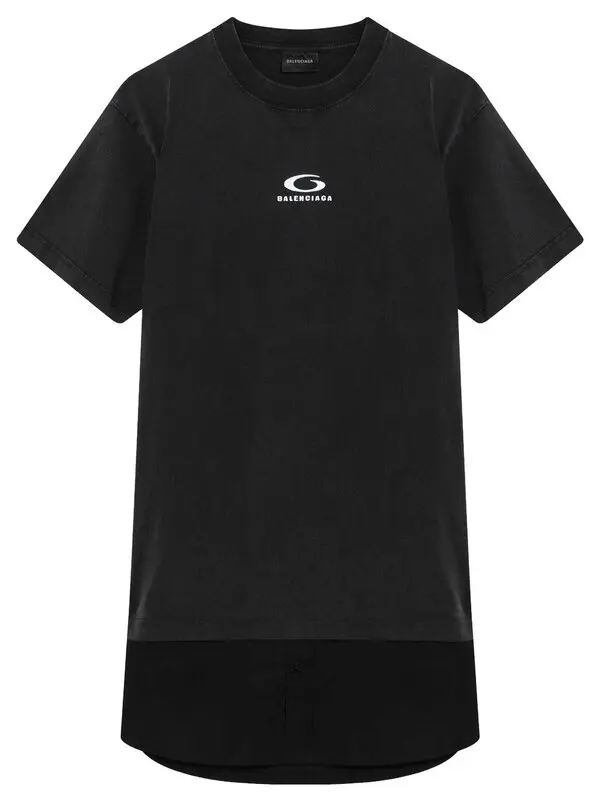 Balenciaga Washed Loop Sports Icon Mini Dress - Black