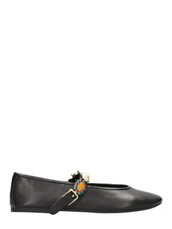 Jeffrey Campbell Leather Mary Jane Flats - Black