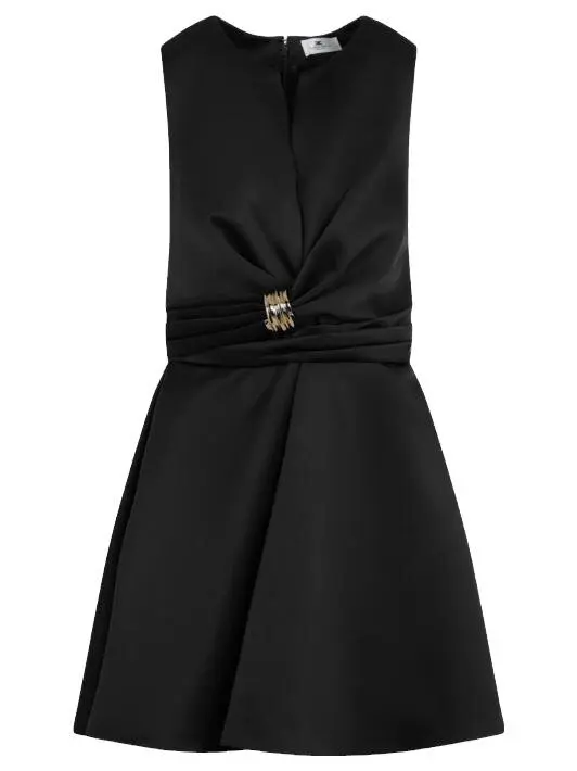Elisabetta Franchi Duchesse Satin Dress - Black