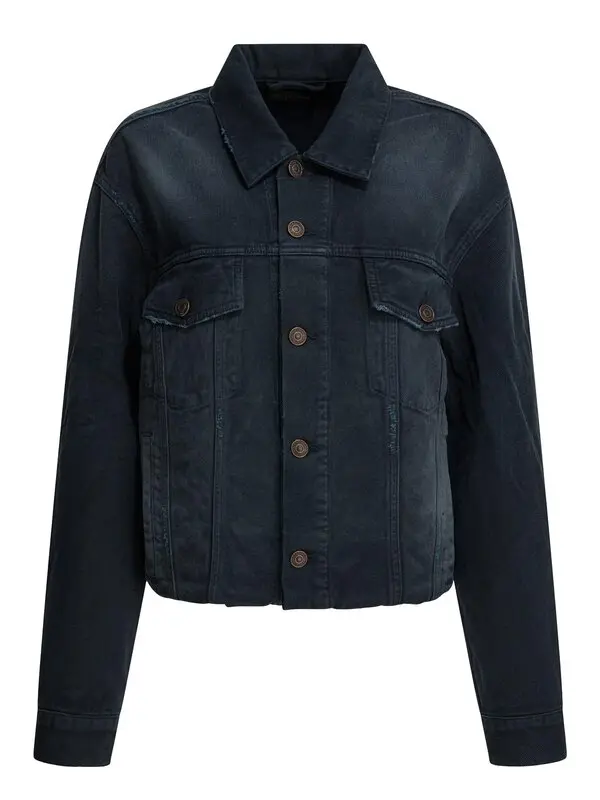 Balenciaga Denim Jacket With Worn Effect - Blue
