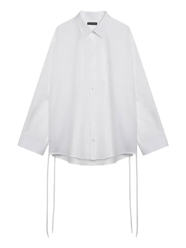 Balenciaga Cotton Poplin Shirt With Lace-up Detail - White