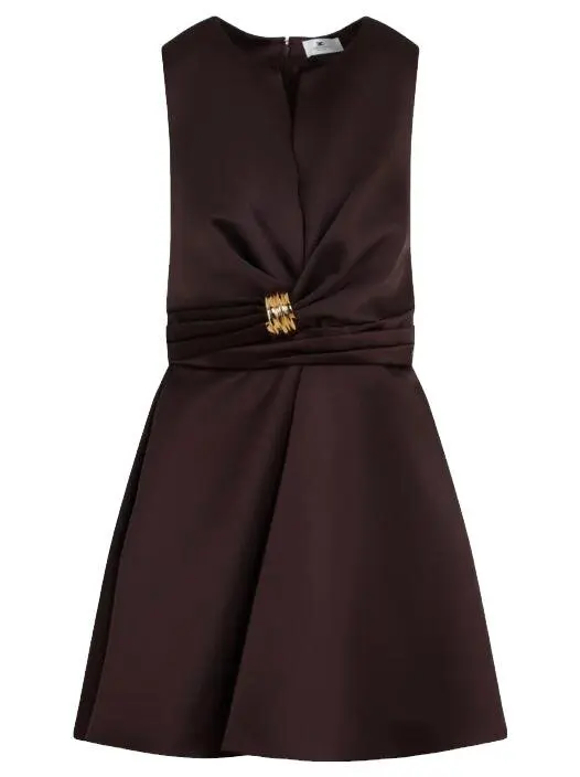 Elisabetta Franchi Duchesse Satin Dress - Brown