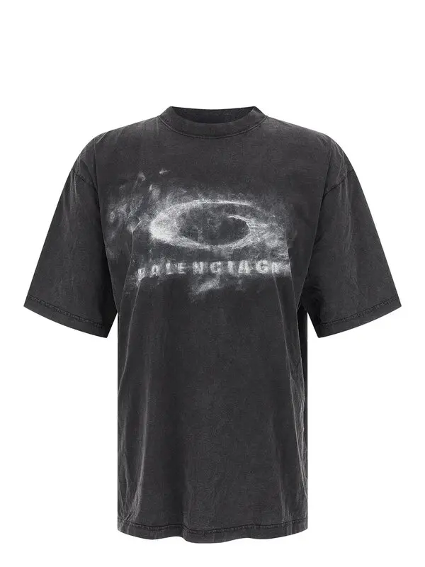 Balenciaga Washed Crayon Loop' T Shirt - White/black