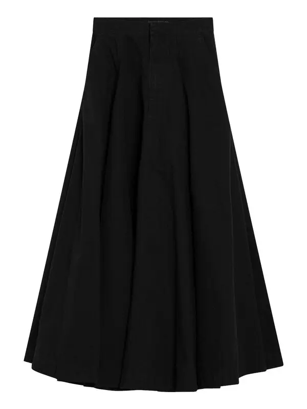 Balenciaga Cotton Ripstop Godet Maxi Skirt - Black