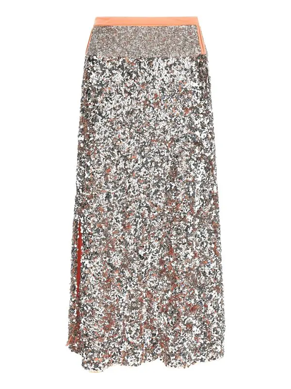 Rabanne Sequin Appliqué Midi Skirt - Silver