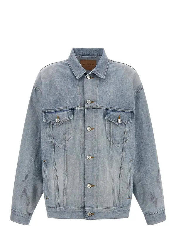 Balenciaga Masking Tape Denim Jacket - Light Blue