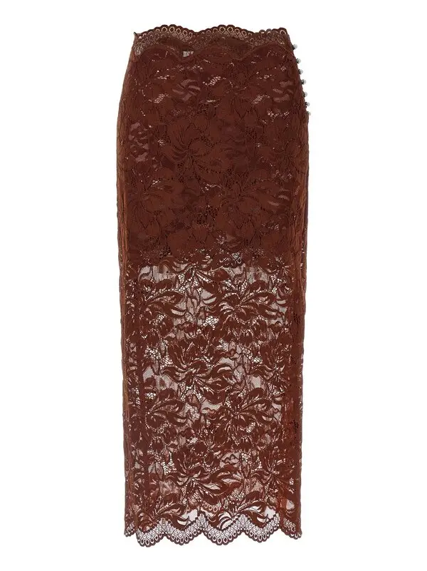 Rabanne Lace Midi Skirt - Brown
