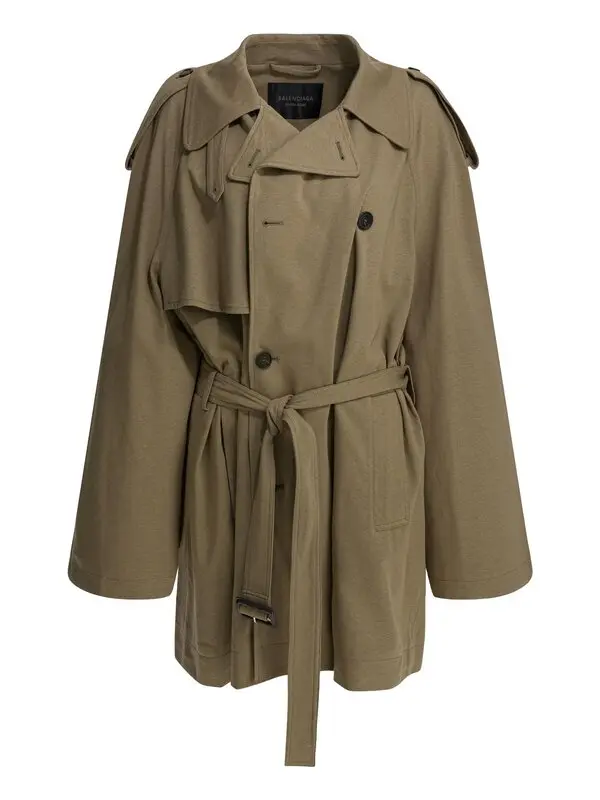 Balenciaga Short Trench Coat In Explorer - Beige