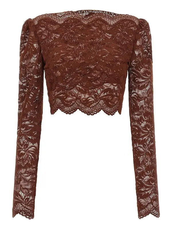 Rabanne Lace Crop Top - Brown