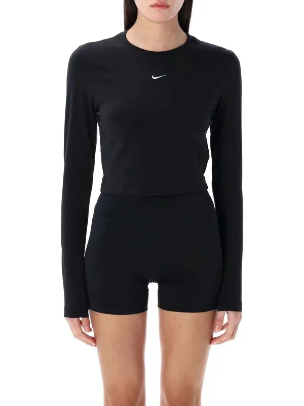 Nike Cropped Long Sleeve Top - Black