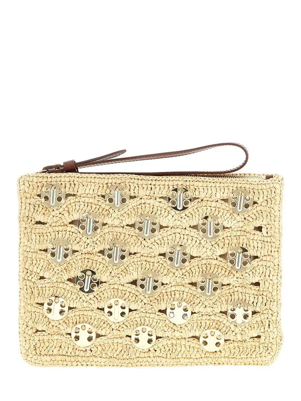 Rabanne 1969' Raffia Pouch - Beige