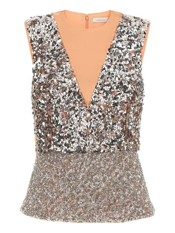 Rabanne Sequin Embellished Top - Pink