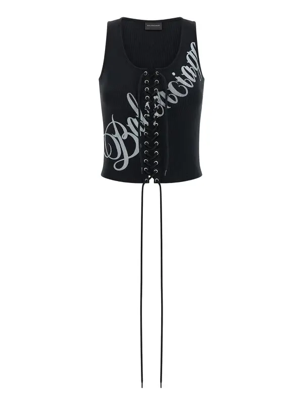 Balenciaga Lace-up Top - Black